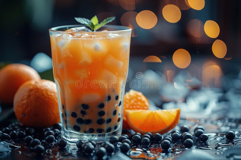Bubble Tea. Glass of Bubble Tea. Yellow Bubble Tea Stock Photo - Image ...
