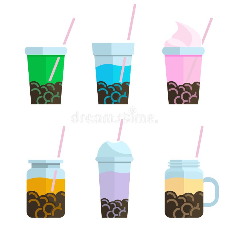 Bubble Tea Icon Set in Flat Style Vector Line Illustration Stock Vector ... Bubble Tea Icon Set in Flat Style Vector Line Illustration Stock Vector ...