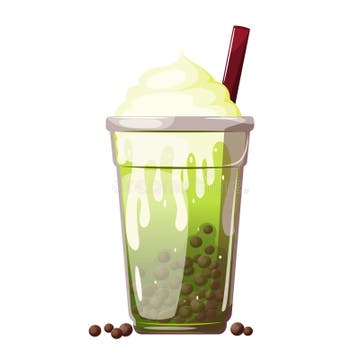 Bubble Tea.Matcha Green Tea with Tapioca in a Plastic Cup Stock Vector ...