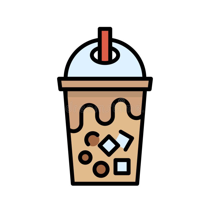 Bubble Tea or Pearl Milk Tea Filled Icon Stock Vector - Illustration of ...