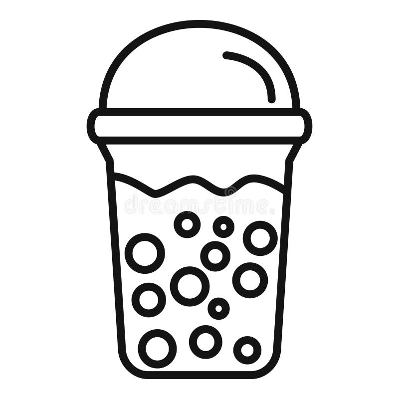 Bubble Tea in Plastic Cup with Lid Showing Boba Balls Icon Stock ...