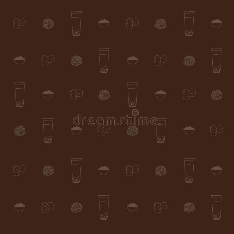 Bubble Tea Print Background in Line Art Design for Drink or Advertising ...