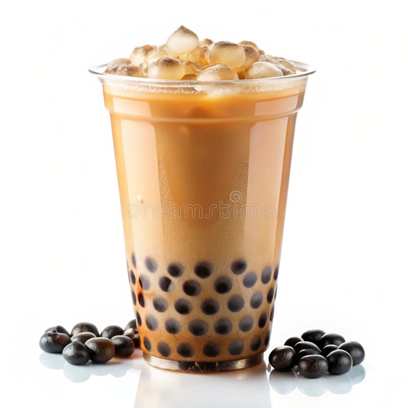 Bubble Tea with Tapioca Pearls Isolated on White Background Stock ...