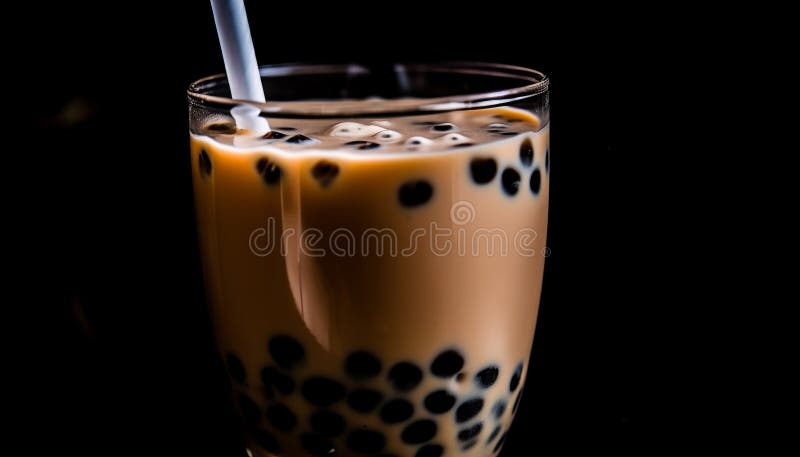 Bubble Tea with Tapioca Pearls, Milk, and Passion Fruit Flavor ...