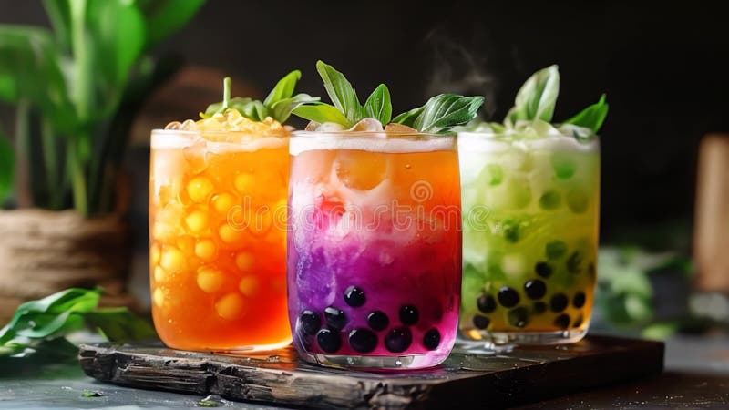 Bubble Tea Trio – a Burst of Colors Stock Video - Video of flavors ...