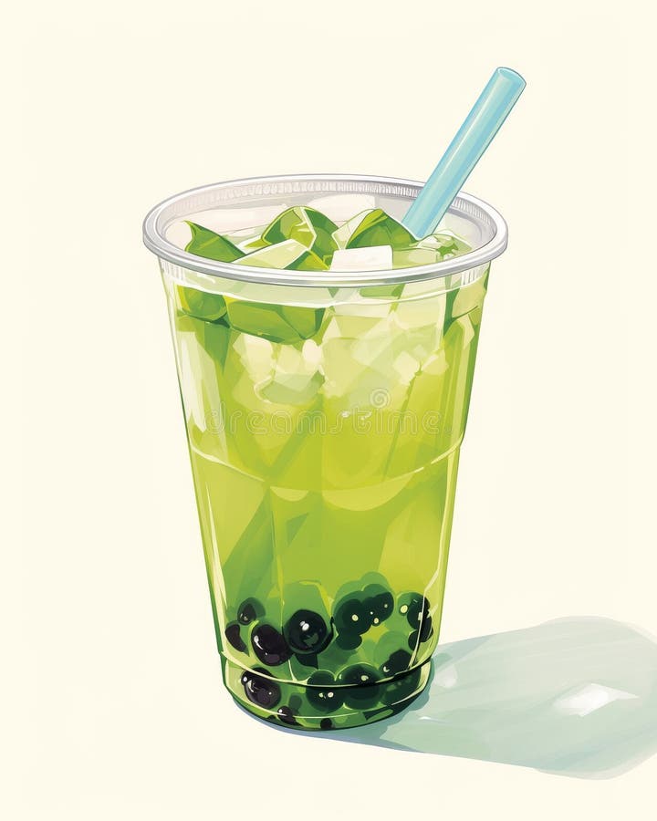 Bubble Tea, Watercolor Styled Painted Illustration Stock Illustration ...