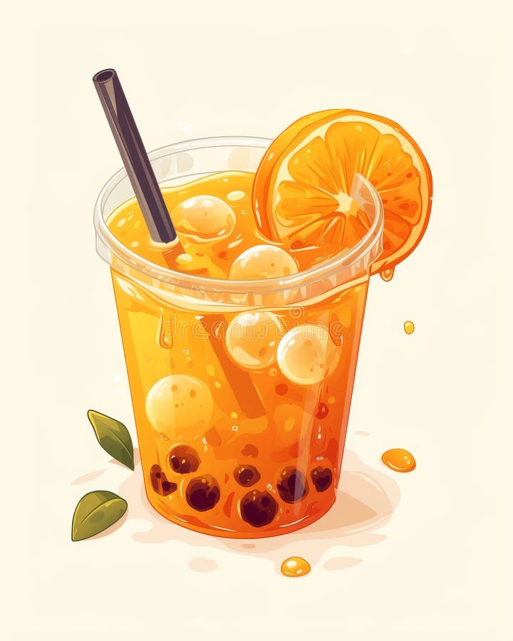 Bubble Tea, Watercolor Styled Painted Illustration Stock Illustration ...