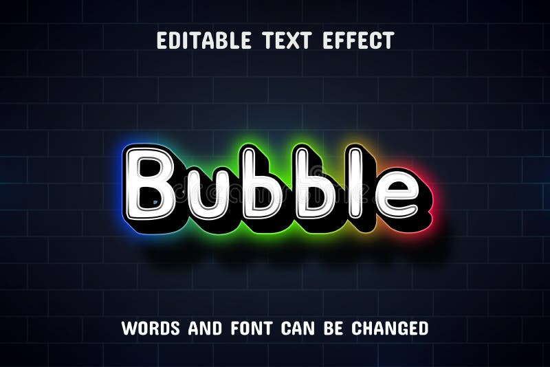 Bubble Text - Neon Style Text Effect Stock Vector - Illustration of ...