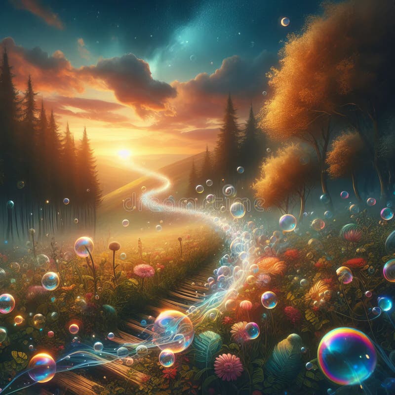 Bubble Trail a Trail of Bubbles Leading from One Point To Anothe Stock ...