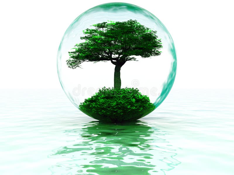 Bubble with tree stock illustration. Illustration of shiny - 8192248