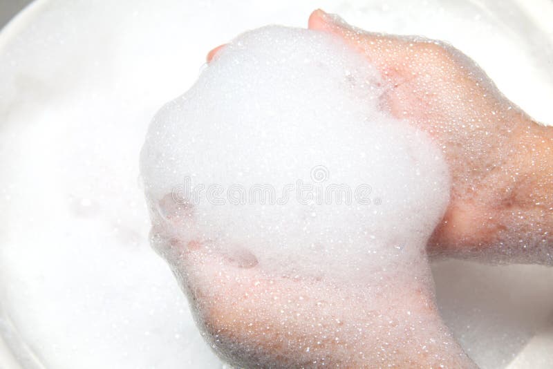 Bubble of Washing Clothes on Hand Housewife on Daytime. Stock Photo ...