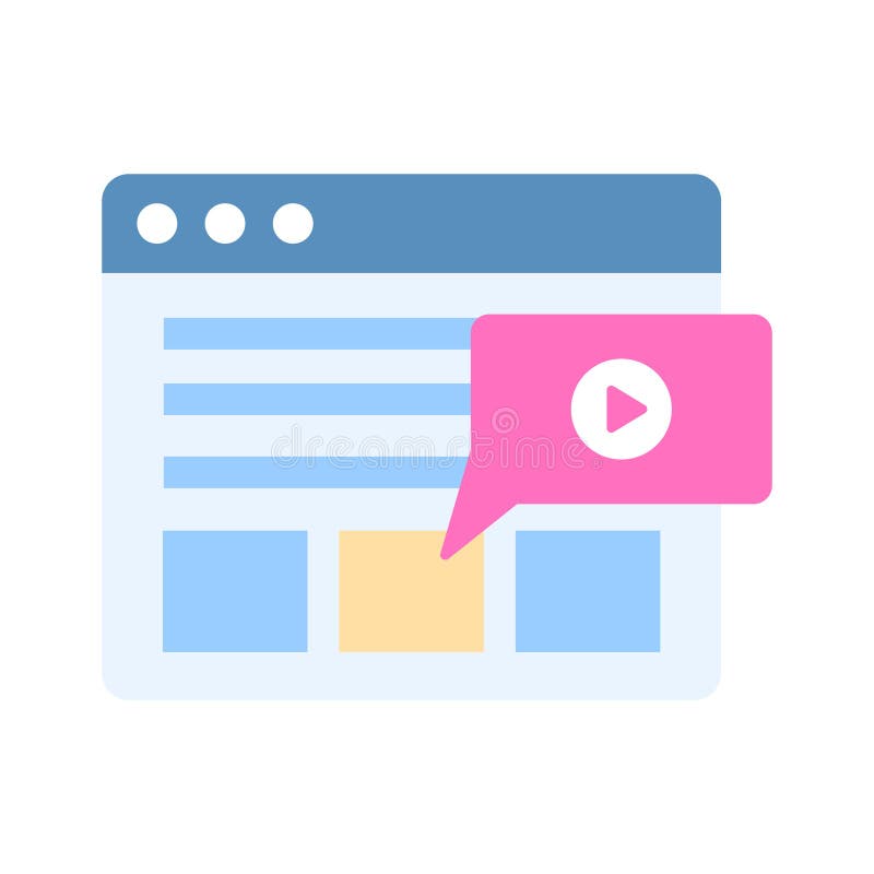 Bubble on Webpage with Play Button Sign is Showing Blogging Vector ...