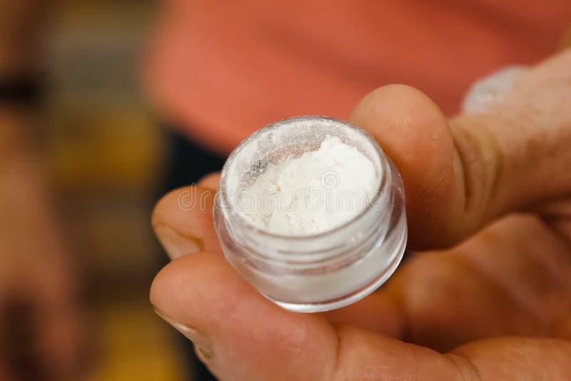 Bubble with White Powder, Heroin in Glass Flask Stock Image - Image of ...