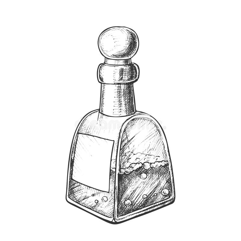 Bubbled Potion Elixir Bottle Monochrome Vector Stock Vector ...