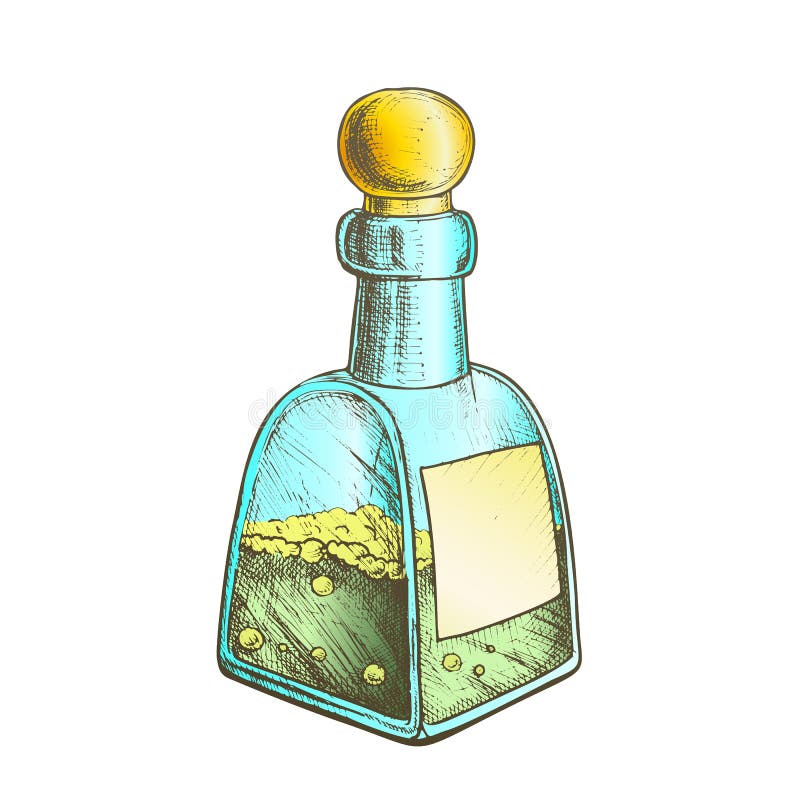 Bubbled Potion Elixir Bottle Monochrome Vector Stock Vector ...