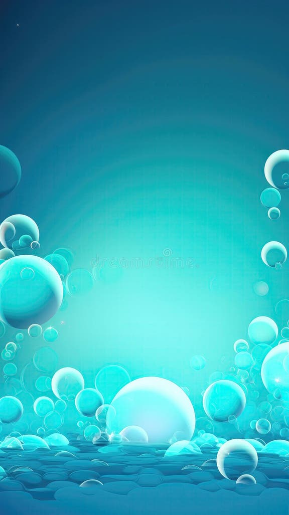 Bubbles Aqua Blue Greeting Card Design. Generative AI Stock Photo ...