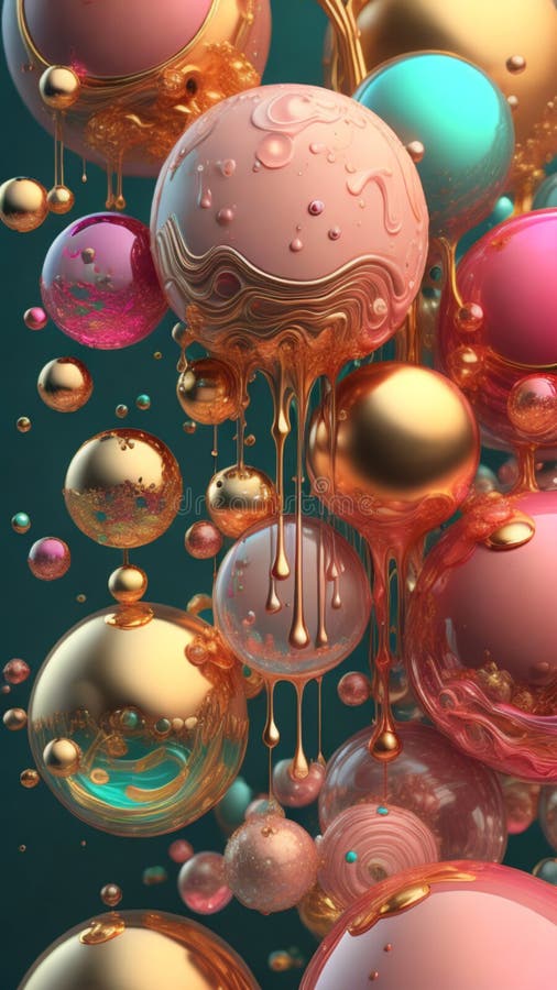 Bubbles and Balls Pastel Dripping Colors Stock Illustration ...
