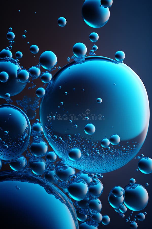Bubbles Blue Background. Surreal Wallpaper with Curvy Organics Circle ...