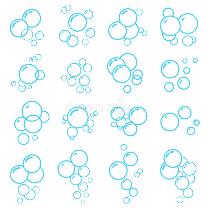 Bubbles Blue Thin Line Icon Set on a White Background. Vector Stock ...