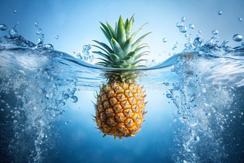 Bubbles in Blue Water after Pineapple Drop Stock Illustration ...