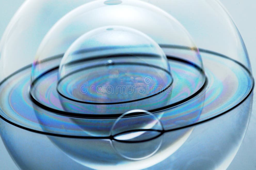 Nested Soap Bubbles on Mirror Surface with Reflective Layers Stock ...