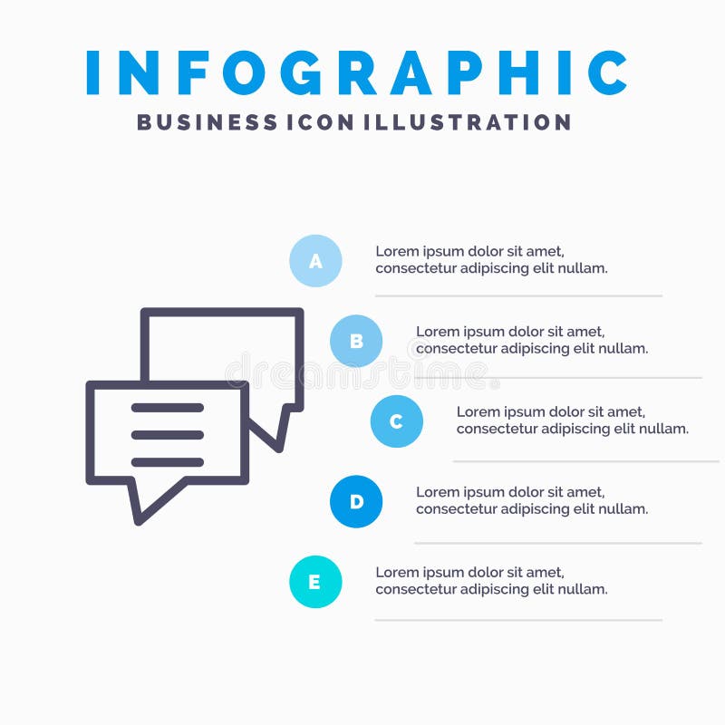 Bubbles, Chat, Customer, Discuss, Group Line Icon with 5 Steps ...