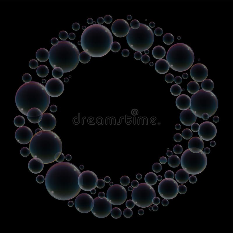 Bubbles Circular Frame Black Stock Vector - Illustration of frame ...