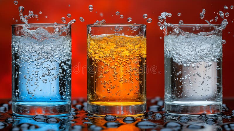 Bubbles and Colors in Sparkling Drinks Captured in Vibrant Setting ...