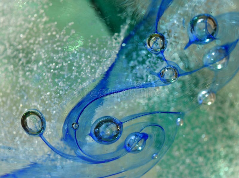Bubbles and Colours in Glass Blue and Green. Stock Photo - Image of ...