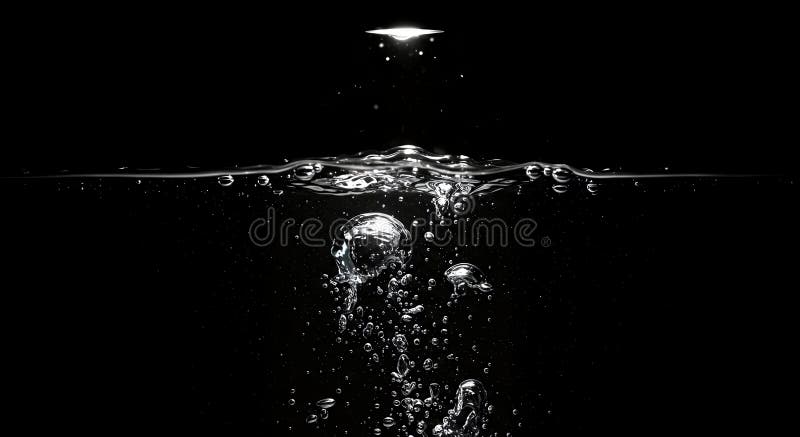Bubbles in the Dark: Abstract Water, Sparkling, Black Background for a ...
