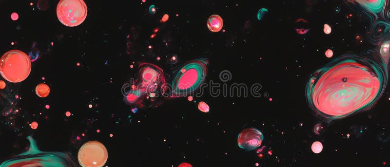 Bubbles with Distorted Reflections and Abstract Imagery on a Dark ...