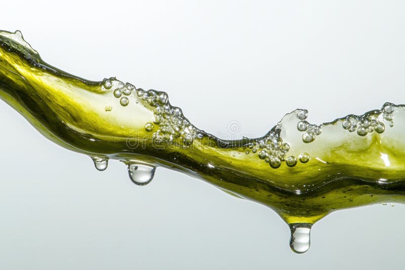 Bubbles and Droplets Form on a Green Liquid in a Close-up Shot ...