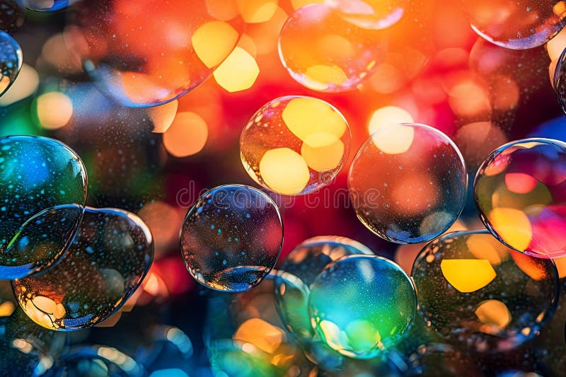 Bubbles, Drops and Lights at Night, Abstract Dark Colorful Background ...