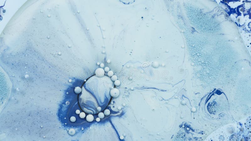 Bubbles Exploding in White and Blue Liquid Paint Stock Footage - Video ...