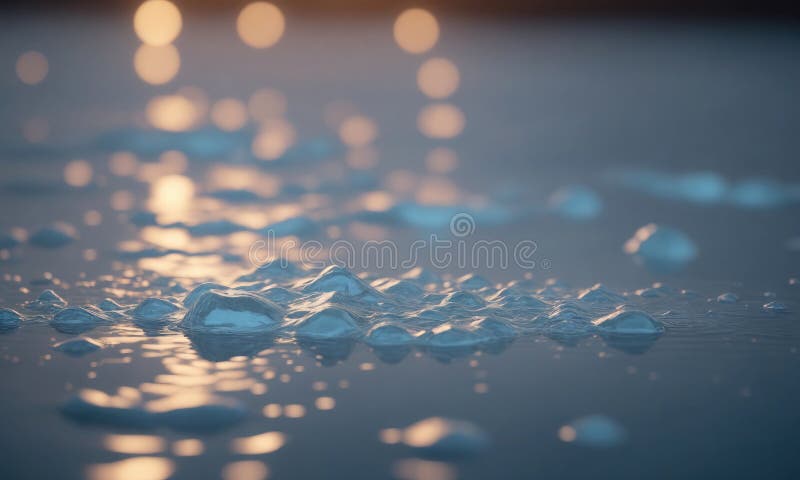 Bubbles Float on the Surface of the Water As the Sun Sets, Creating a ...