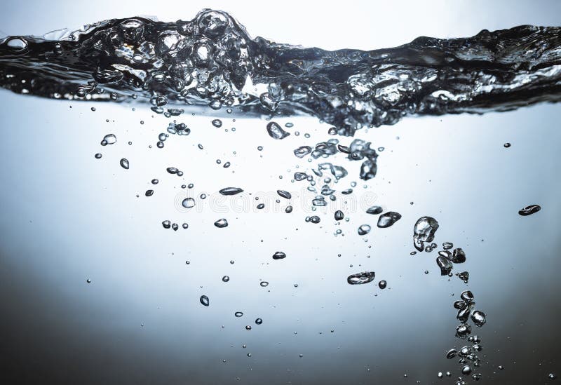 Bubbles Float Up Under Water. Freshness Pure Water Splashing. Stock ...