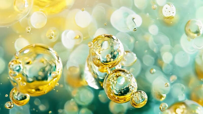 Bubbles Float Upward in a Sparkling Drink, Reflecting Light in a ...