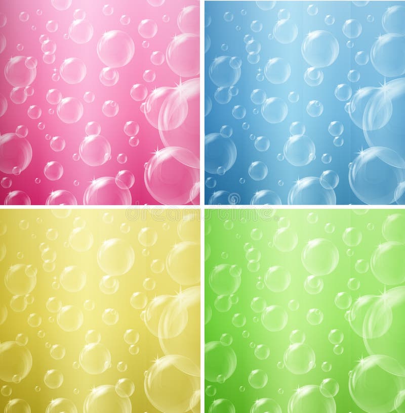 Bubbles Floating on Four Different Color Backgrounds Stock Illustration ...