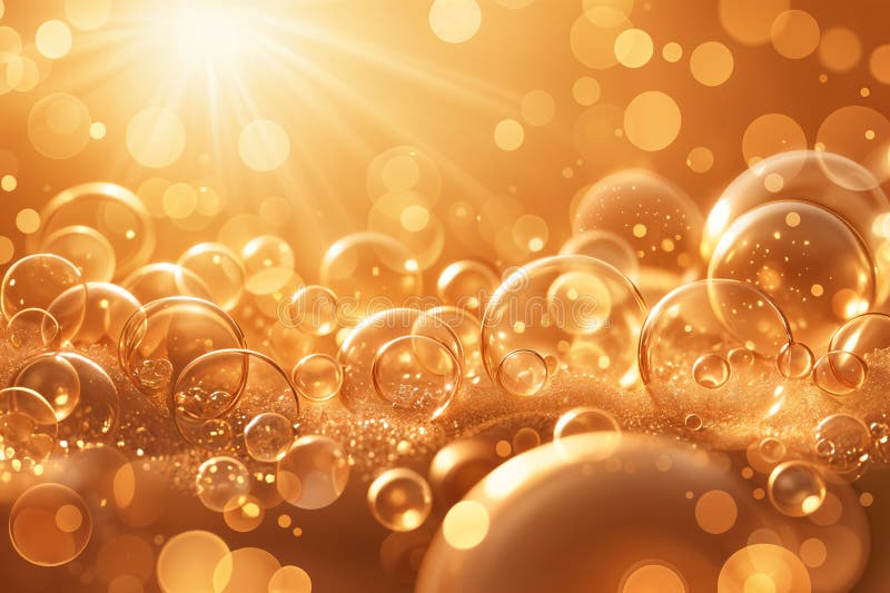 Bubbles Floating in Golden Light Stock Illustration - Illustration of ...