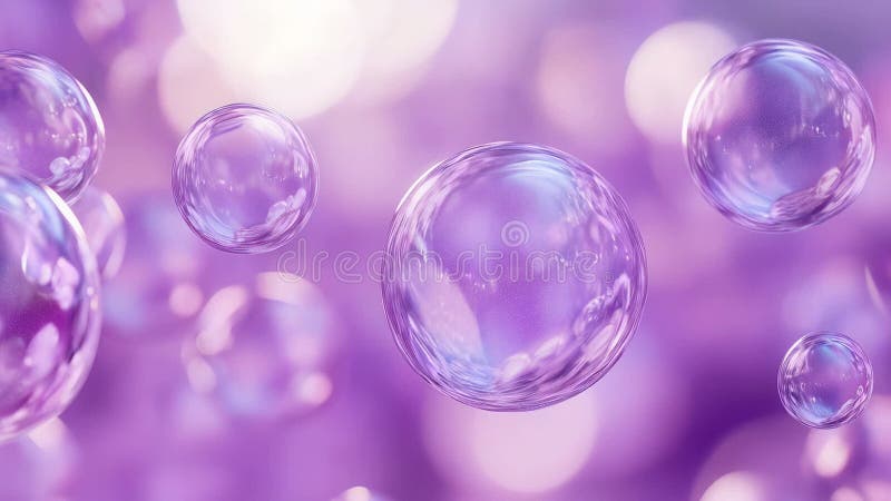 Floating Bubbles on a Soft Purple Background in Dreamy Atmosphere Stock ...