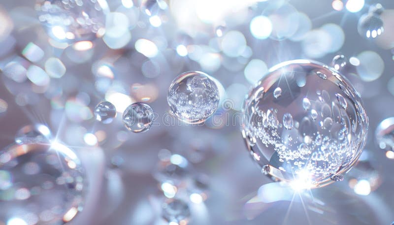 Bubbles Floating in Sparkling Water with Light Reflections during ...