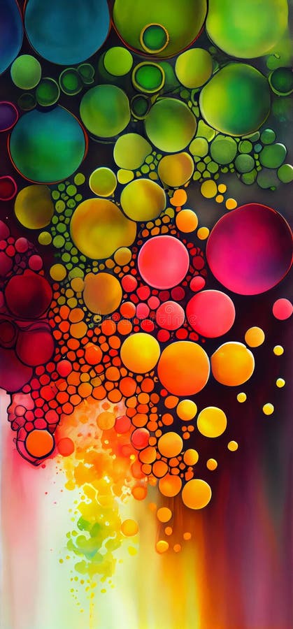 Bubbles Floating on Top of Each Other in Vibrant Neon Inks Stock ...