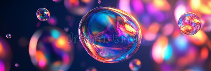 Bubbles Floating in Vibrant Colors Against a Dark Backdrop Create a ...