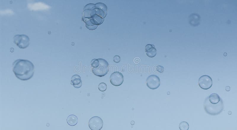 Bubbles Fly Against the Blue Sky. Background Round Spheres Stock Image ...
