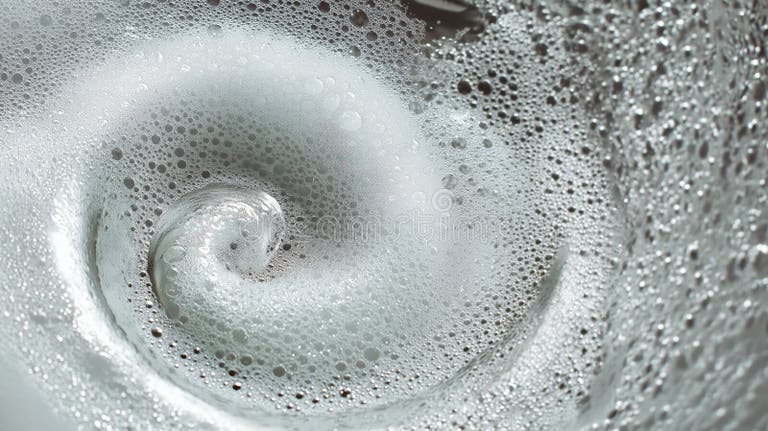 Bubbles Form a Swirling Pattern in a Sink Filled with Soapy Water ...
