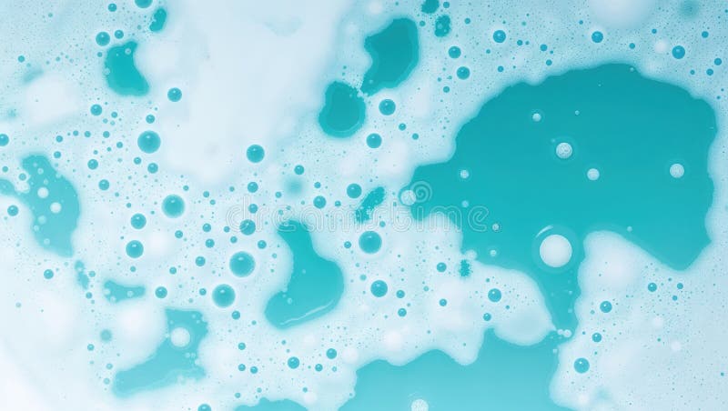 Bubbles Form a Vibrant Pattern in Blue Liquid during a Cleaning Process ...