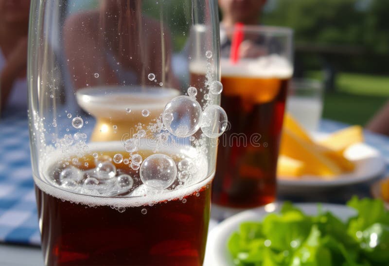 Bubbles in a Glass of Soda Tiny Bubbles Cling To the Inside of a Stock ...