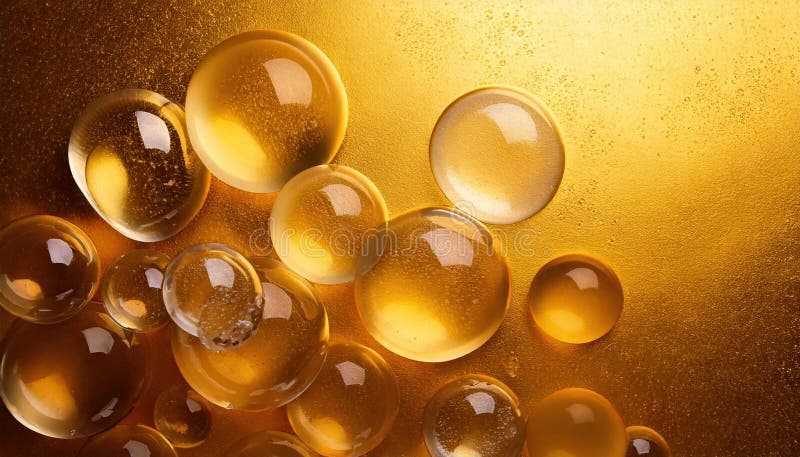 Bubbles and Golden Reflections Create a Mesmerizing Texture in a Close ...