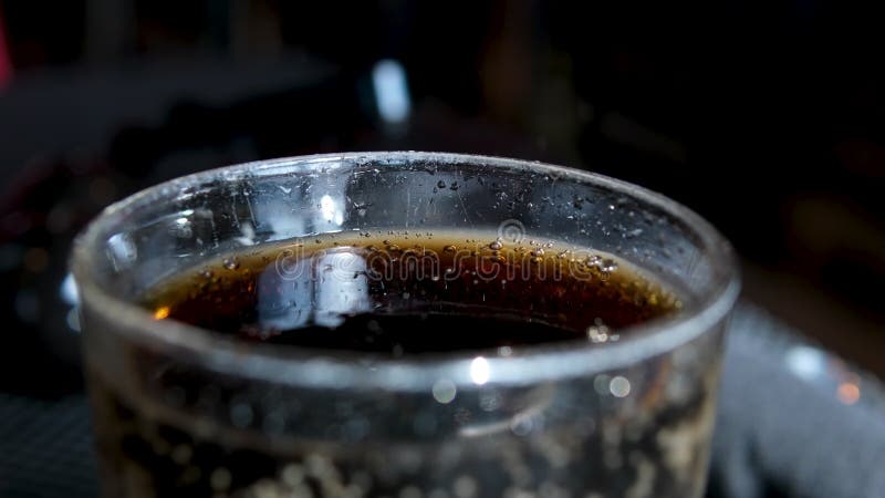 Carbonated Bubbles on Cola Bubbles and Ice Cubes in a Glass of Cola or ...