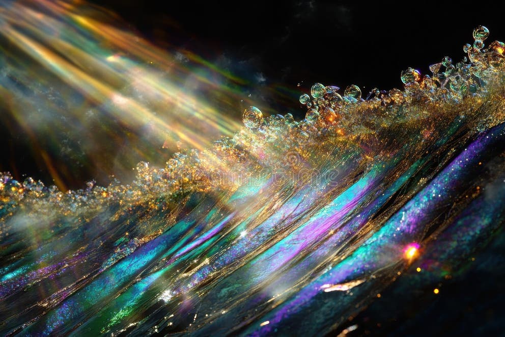 Bubbles and Light Create an Iridescent Display in a Wave Under Sunlight ...